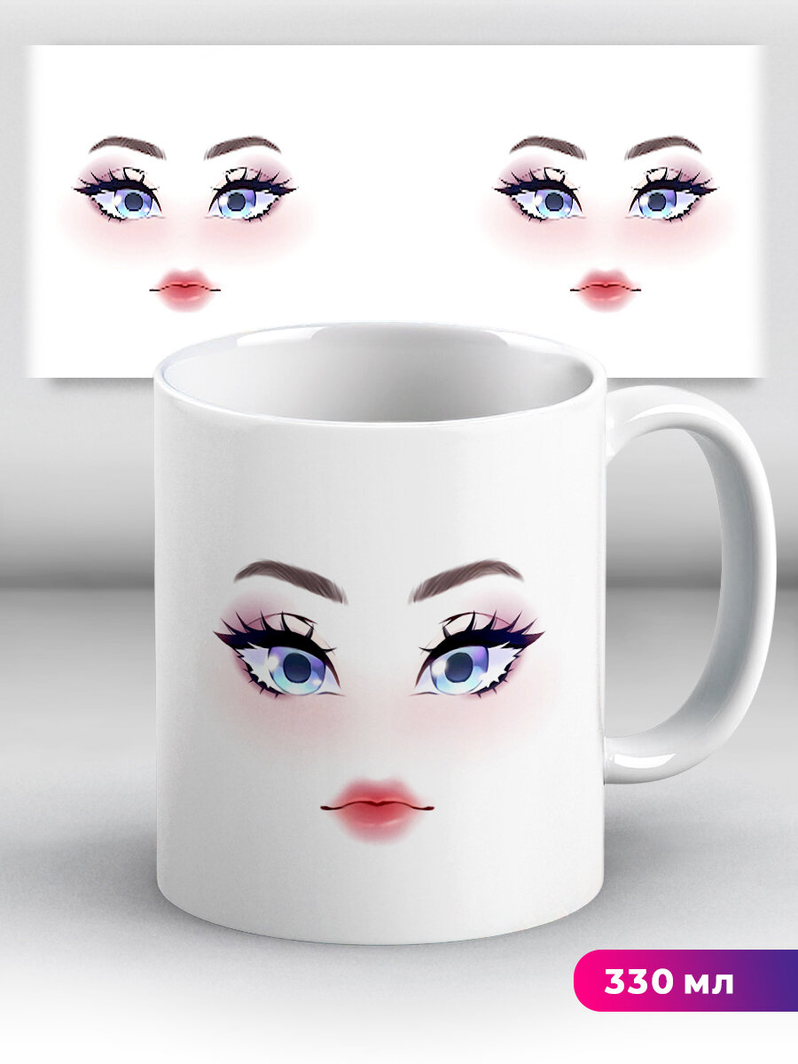 Кружка Roblox Роблокс лицо Женское Face Woman фиолетовый 330 мл, керамическая с ярким принтом, подходит для СВЧ