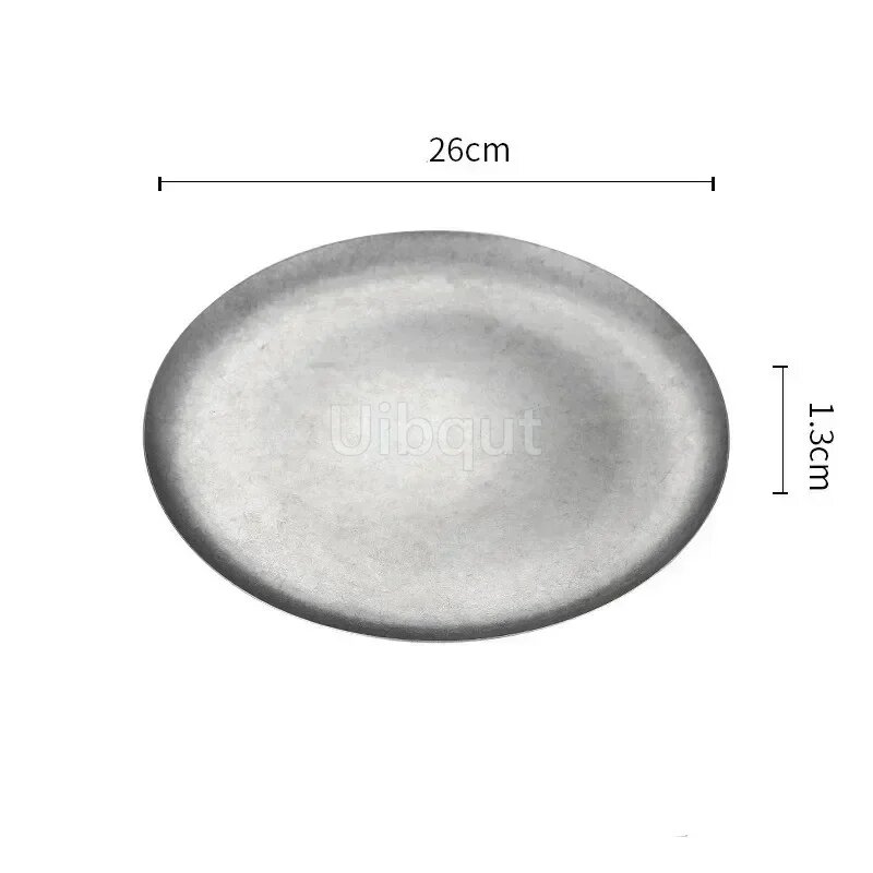 304 винтажная металлическая обеденная тарелка в индустриальном стиле из нержавеющей стали, уличные тарелки для кемпинга в западном стиле, французский ресторан, костяное блюдо 26cm