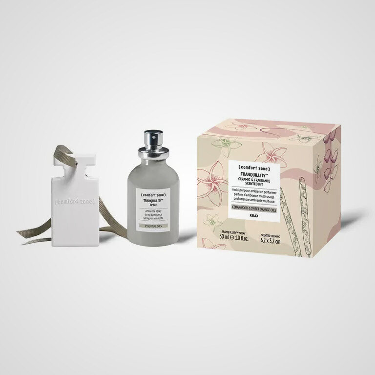 Средство для аромотизации воздуха спрей TRANQUILLITY+керамическкая пластина для нанисения аромотизатора 30 мл COMFORT ZONE Tranquillity Ceramic and Fragrance Спрей 1 шт
