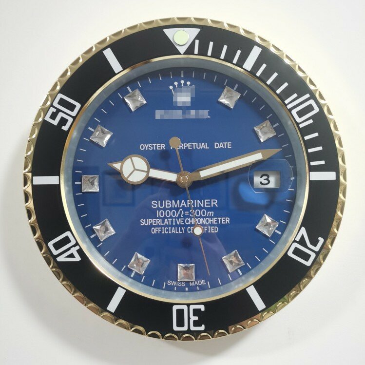 14inch Настенные часы Rolex Submariner с металлическим корпусом и увеличительным стеклом GMT, подходящие для залов в