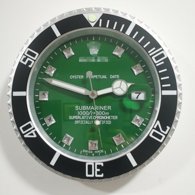 14inch Настенные часы Rolex Submariner с металлическим корпусом и увеличительным стеклом GMT, подходящие для залов в