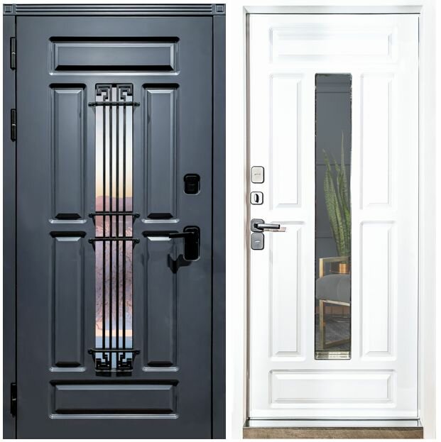 Дверь с терморазрывом входная для дома Т-1 эмаль RAL 7024