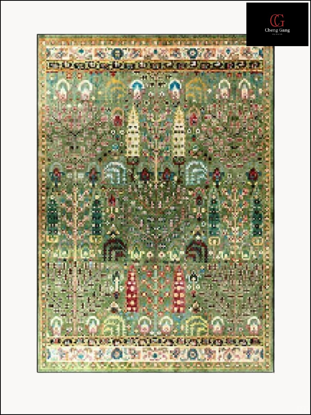 Ковер "Кашемировой хлопок", абстрактный рисунок, цвет коричнево-зелёный, 1.6x0.8 м