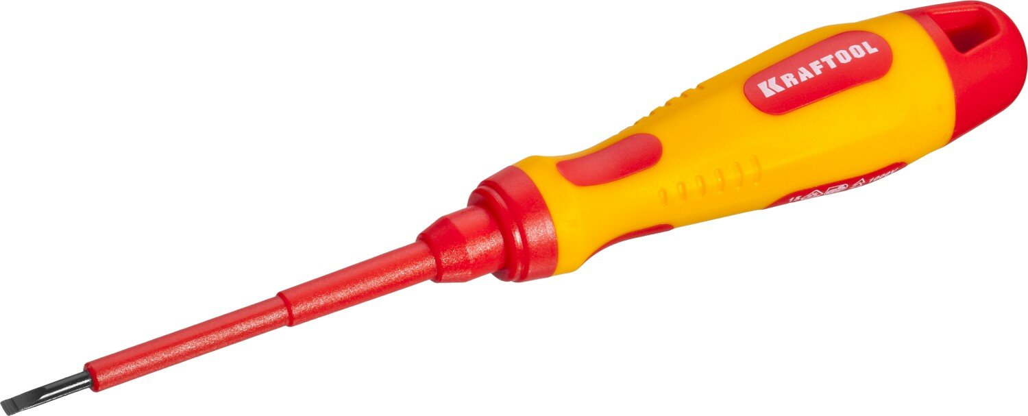 Отвертка высоковольтная KRAFTOOL SL2,5x75 мм, шлиц 2,5 мм, стержень 75 мм, до 1000 V