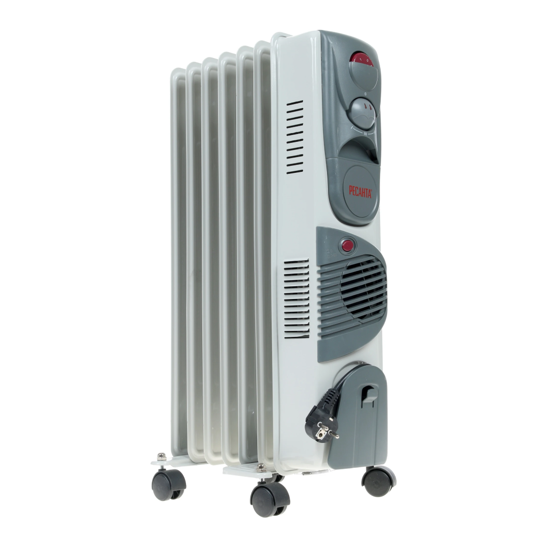 Радиатор масляный Ресанта ОМ-7НВ до 20 м², 1900 Вт, 7 секций, терморегулятор, белый