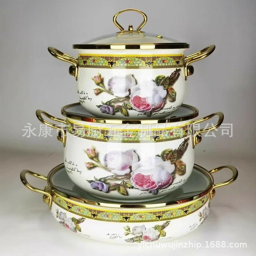 Набор из трех предметов для морепродуктов, супница, кастрюля для тушения, премиальный набор супниц из эмали