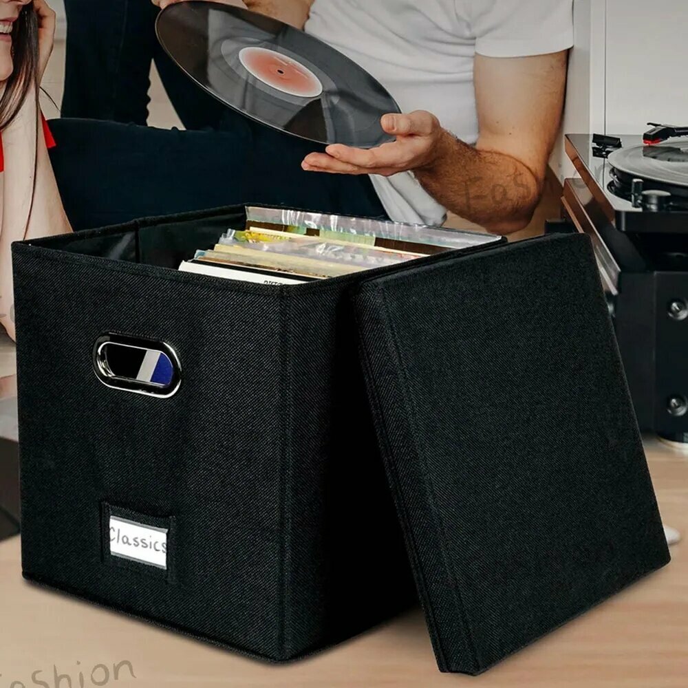 Подставка ящик для хранения виниловых пластинок и журналовЯщик кейс органайзер для хранения до 50 виниловых пластинок(1 шт)