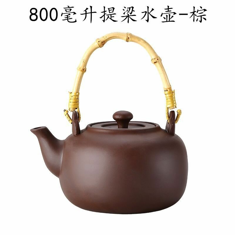 Чайник из фиолетовой глины Исин, чайник с бамбуковой ручкой для здоровья, набор для кунг-фу чая, чайник для заваривания, керамический чайник, одиночный чайник, керамический горшок.