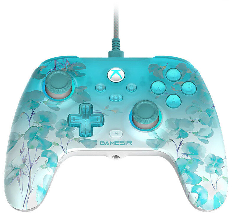 GameSir T7 Pro Floral, белый/голубой, проводной геймпад (джойстик)