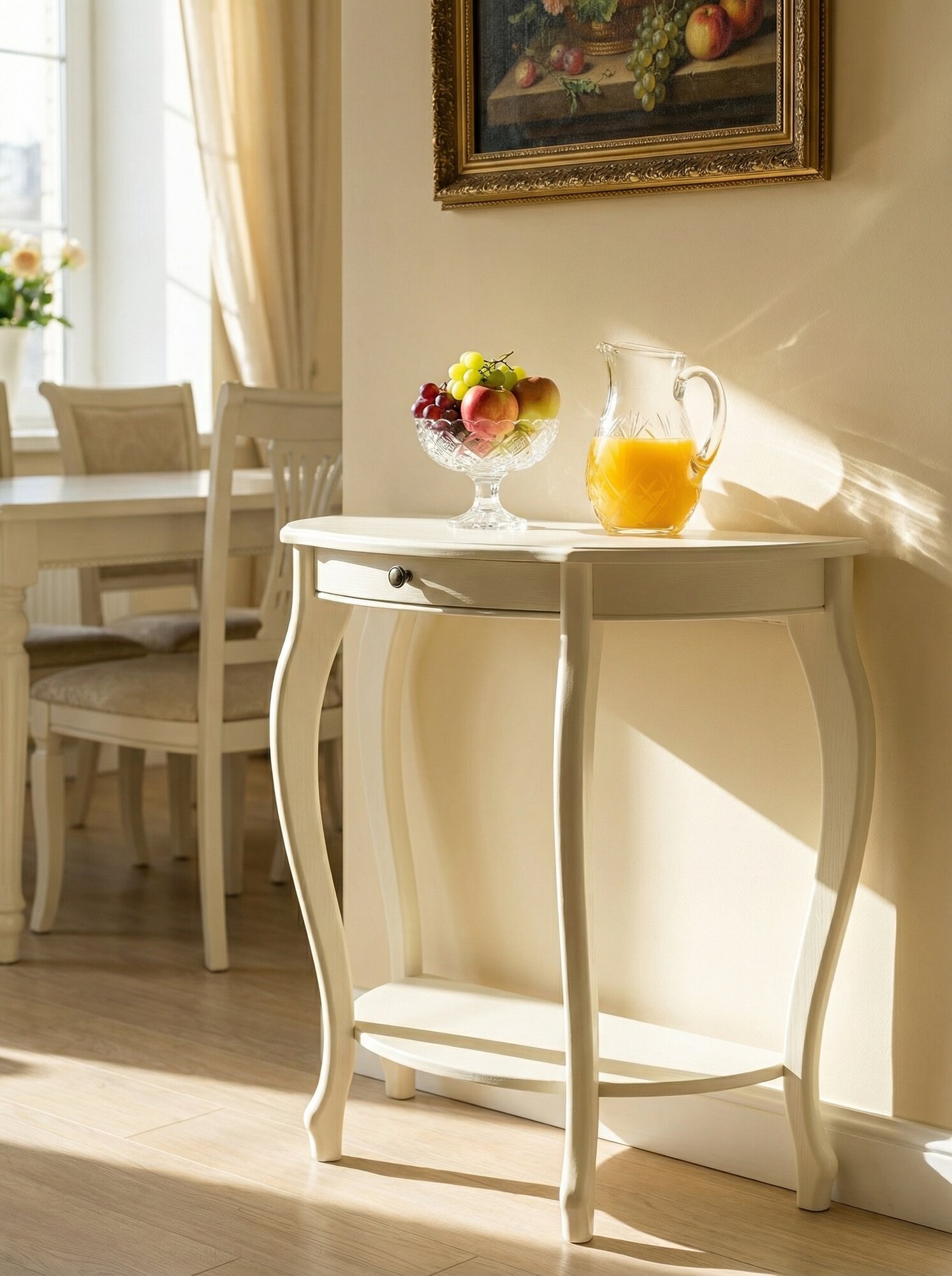 Консоль IFERS на ножках, с ящиком и полкой Элегант цвет дуб шампань Л