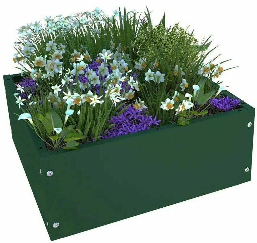 Клумба благо квадрат оцинкованная зеленая 70x70 см, для сада и дачи