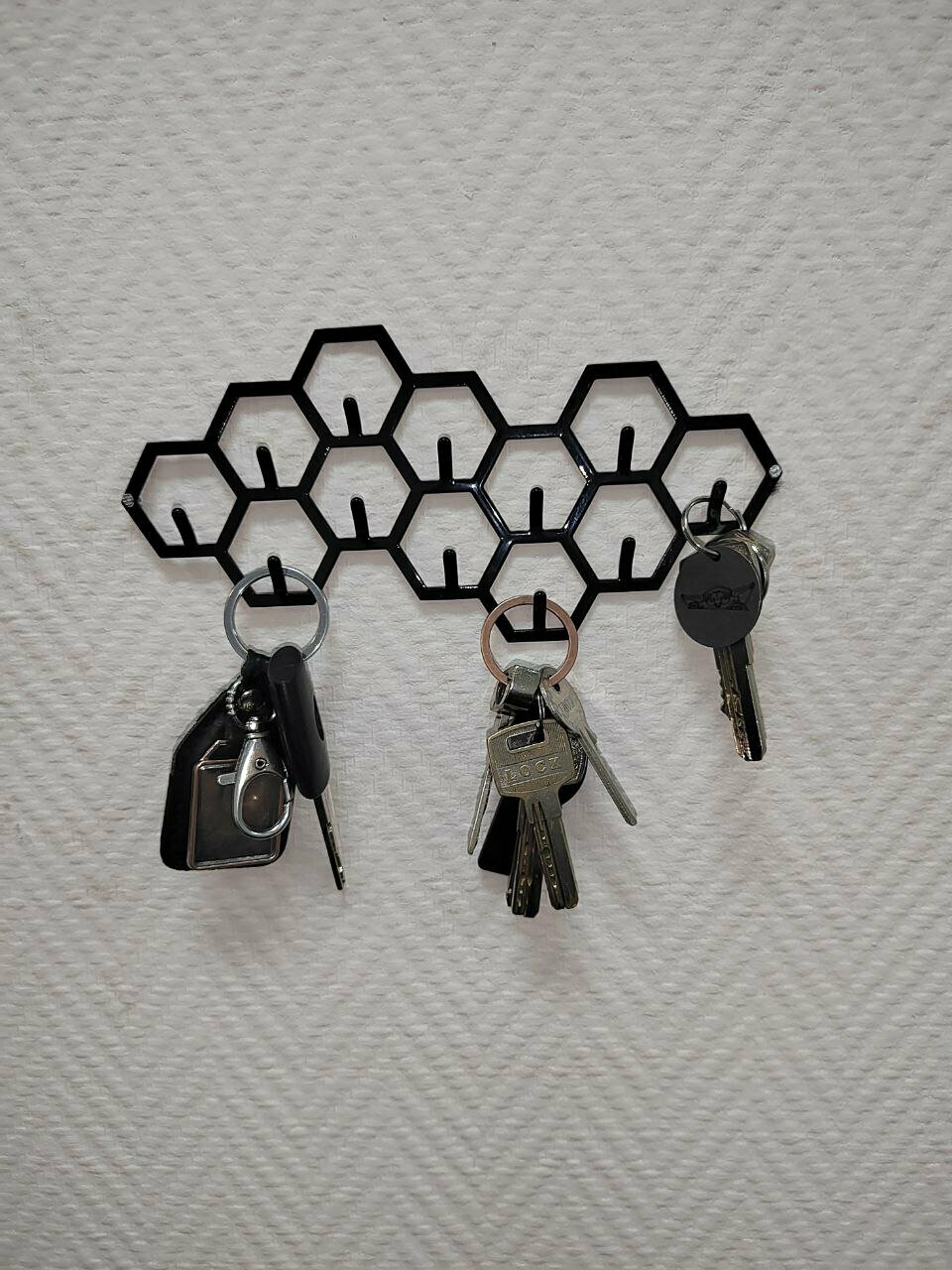 Ключница соты на 12 крючков черная