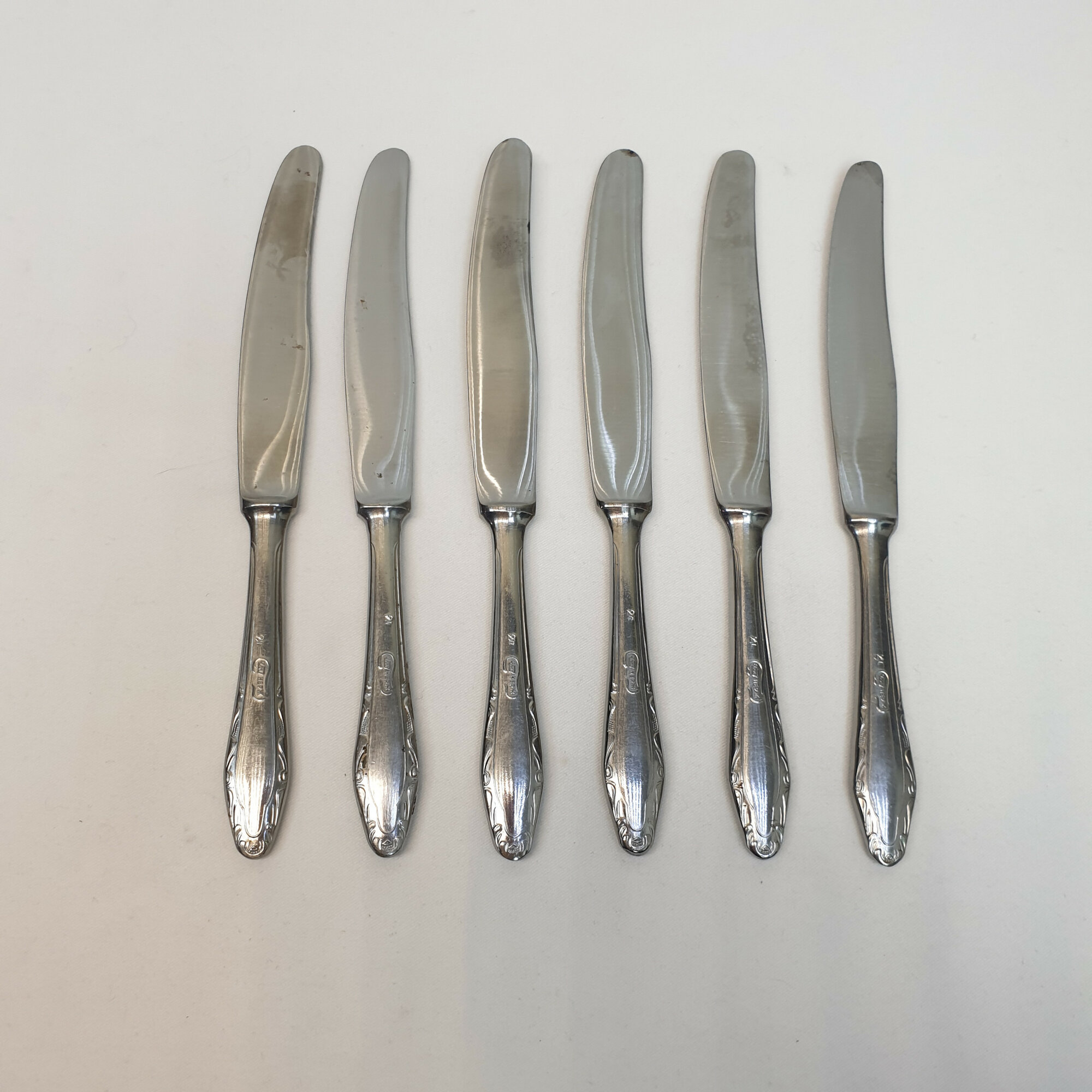 Набор столовых ножей ЧМЗ 6 шт, нержавейка. Винтаж, СССР.