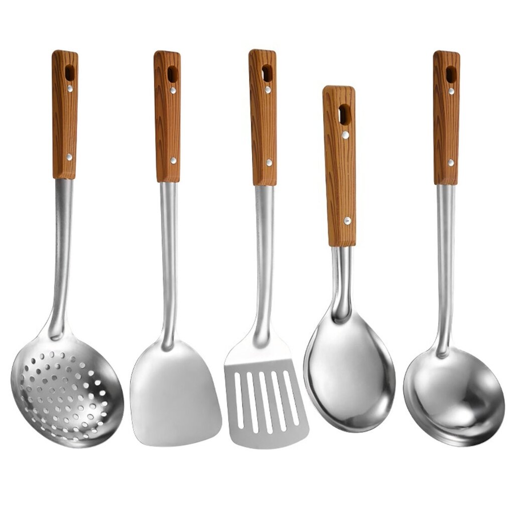 Набор кухонных половников, кухонные инструменты, лопатки, дуршлаг с деревянной ручкой