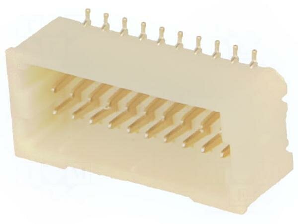 Гнездо JOINT-TECH A1001WV-S-2X10P, провод-плата, "папа", 1мм, PIN: 20, SMT, 50В, 1А, луженые