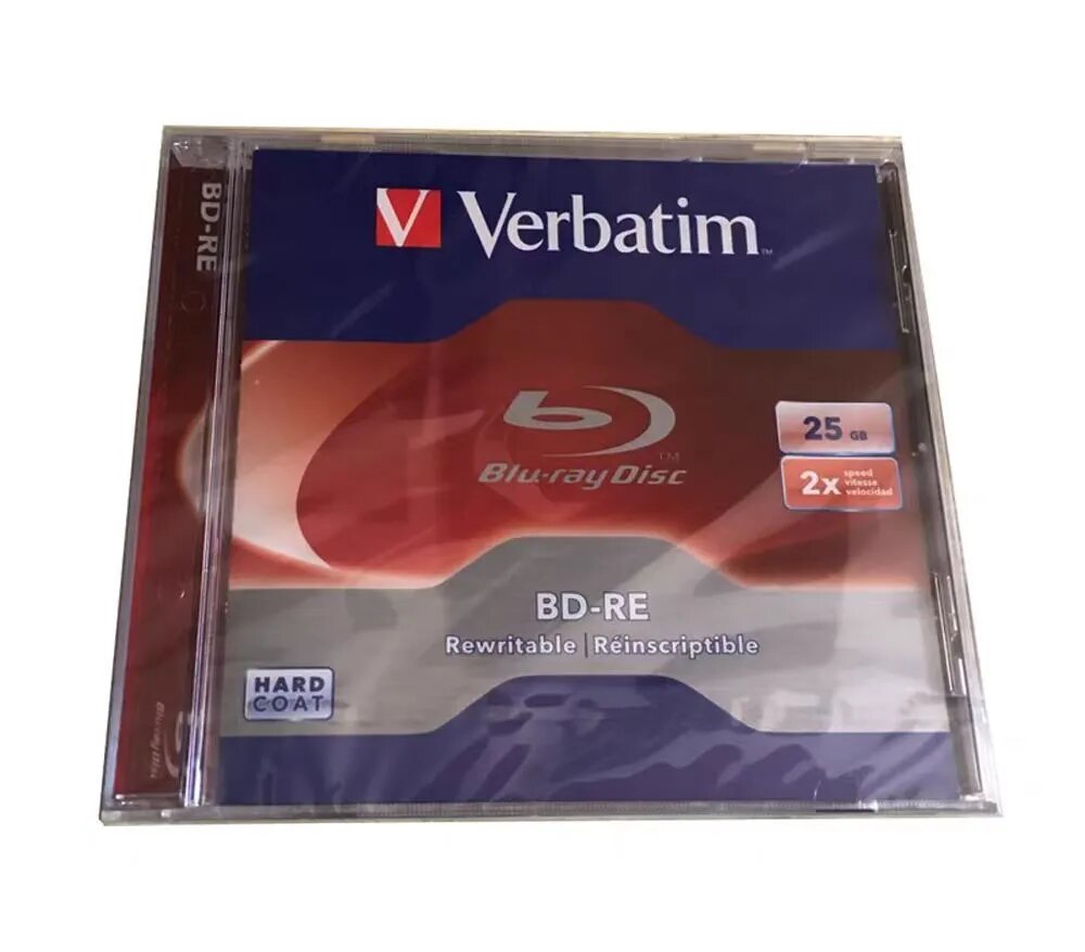 Verbatim BD-RE Blu-ray Disc для записи 25 ГБ, 2x, 1 шт. в jewel case