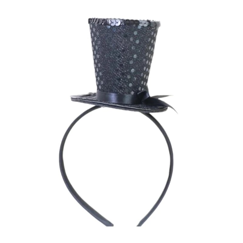 Детская шляпа-цилиндр Ootdty black sequin bow