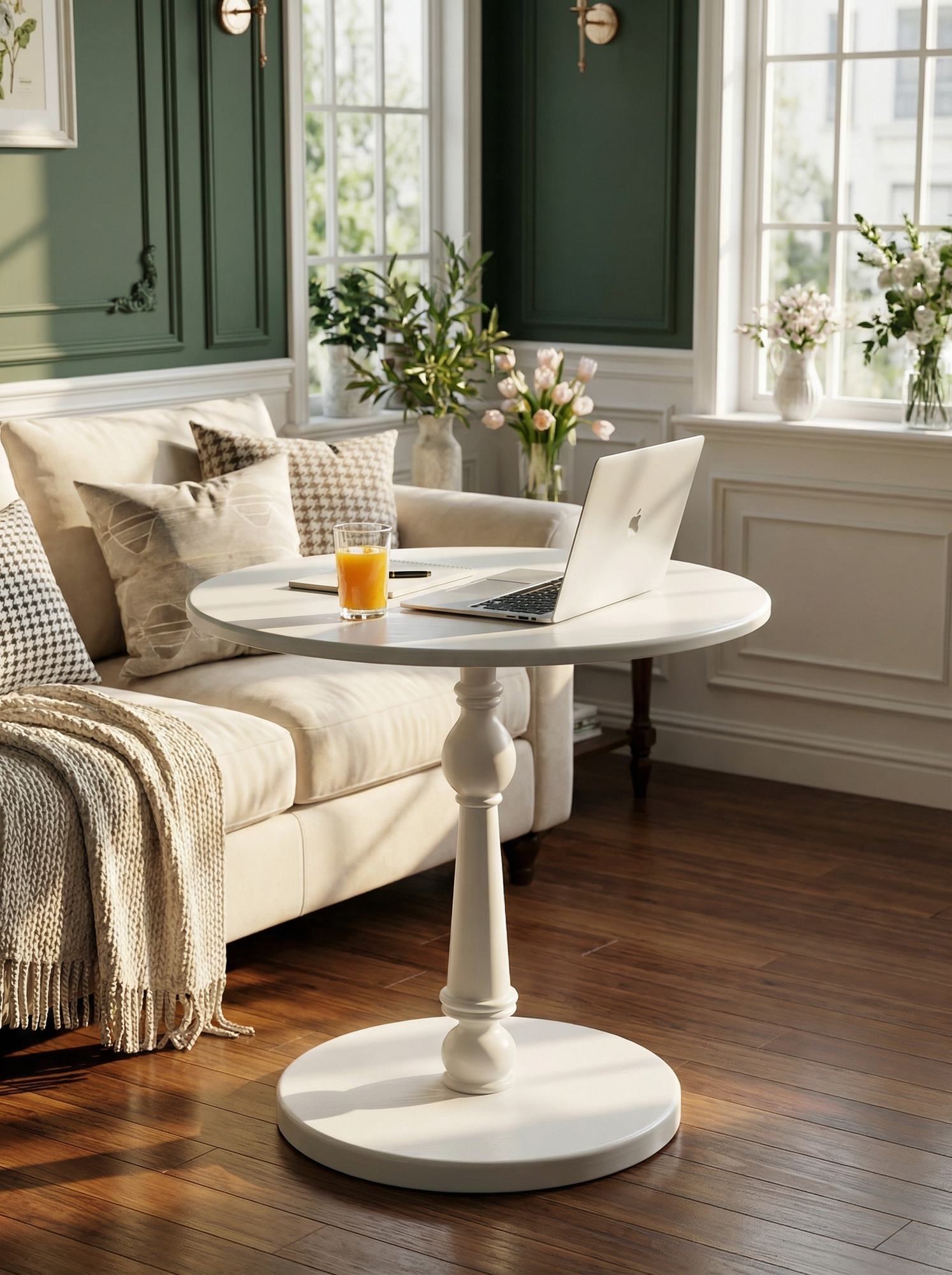 Стол журнальный Мебелик Рио 5 в гостиную, круглый, цвет белый ясень