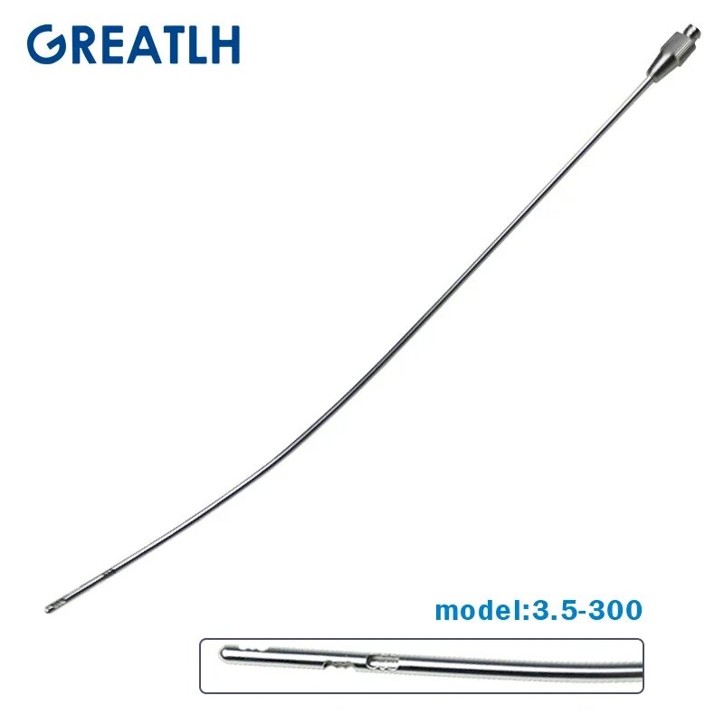 Канюли для липосакции GREATLH, изогнутые вращающиеся зубчатые 4-отверстные 3.5-300