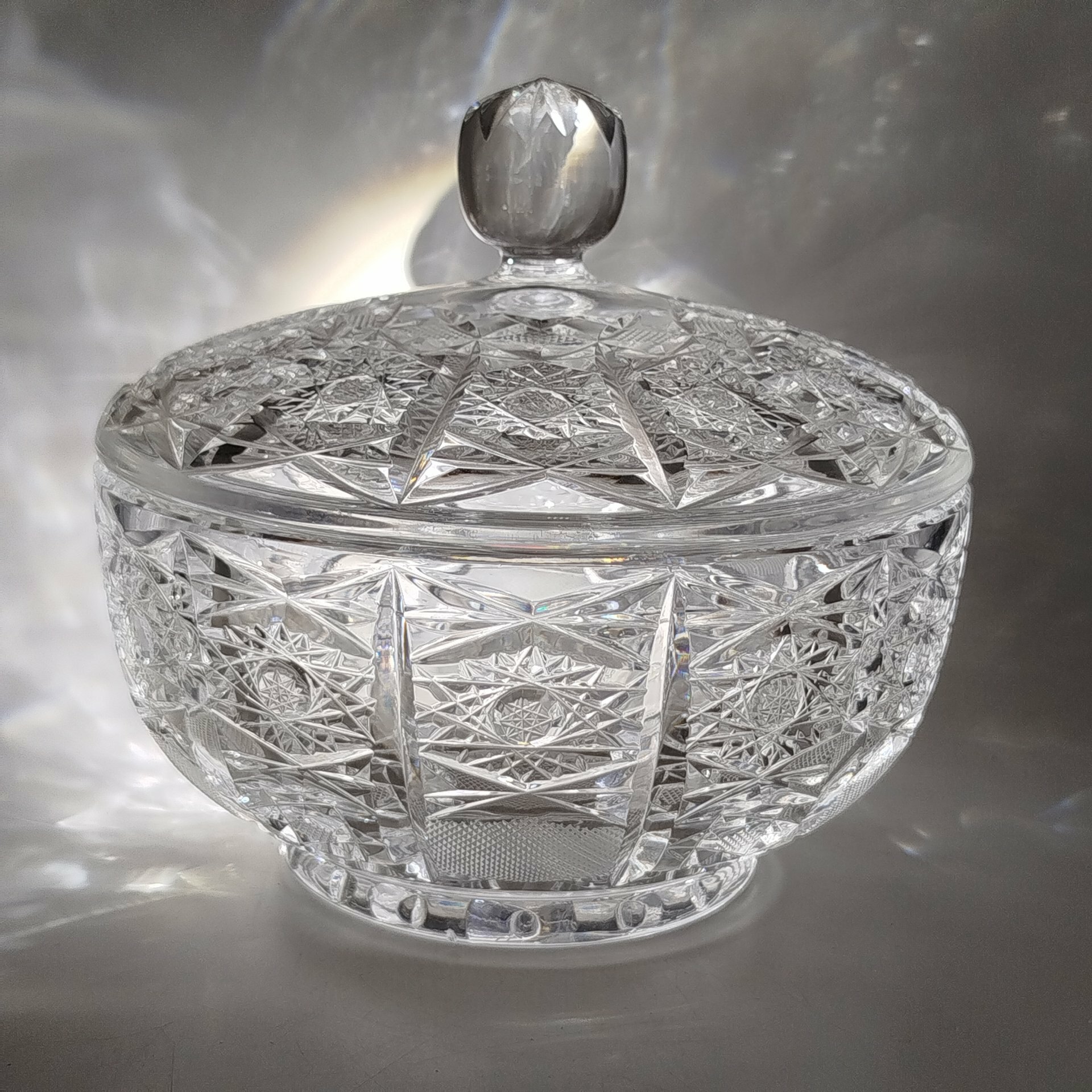 Ваза для десертов (бонбоньерка), хрусталь, алмазная грань, СССР, 1970-1990 гг.