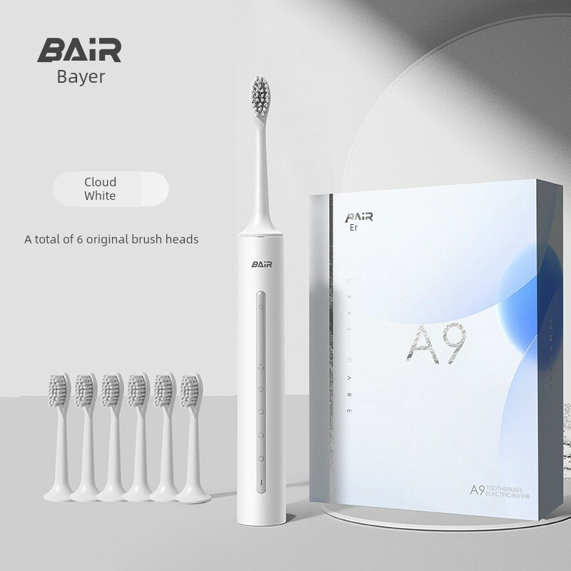 Электрическая зубная щетка Bayer в цвете Облако Белый с 6 премиальными насадками
