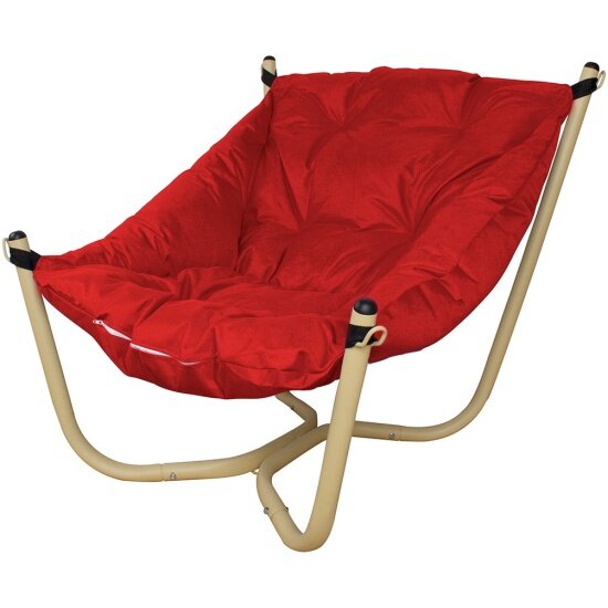 Кресло M-group ЧИЛ, бежевое основание, красная подушка, шт