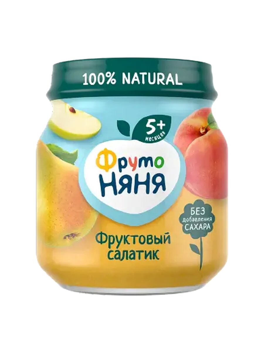 ФрутоНяня Пюре Фруктовый салатик яблоко/груша/персик 100г