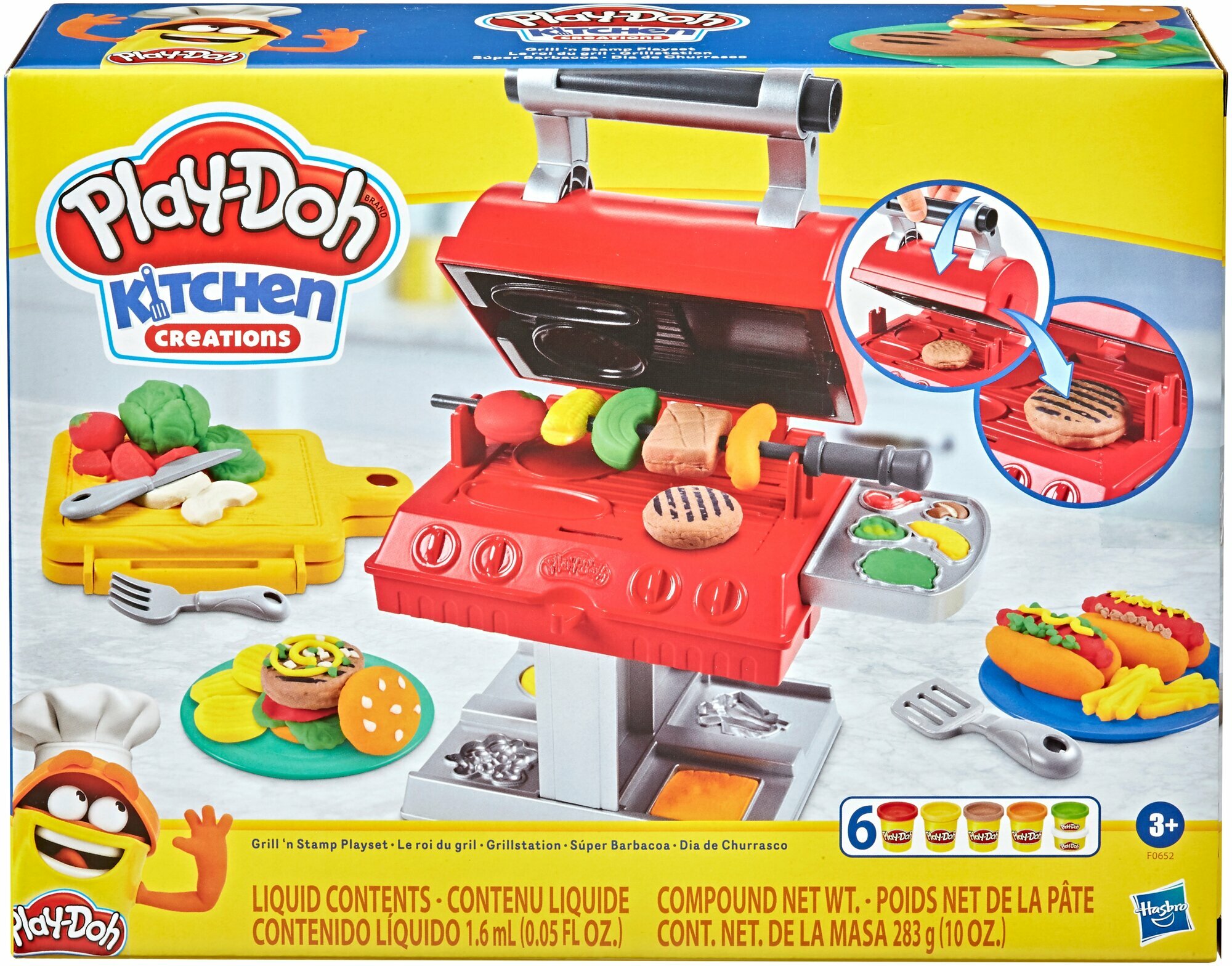 Пластилин Play-Doh Гриль барбекю (F0652), разноцветный, 6 цв, 1000 г