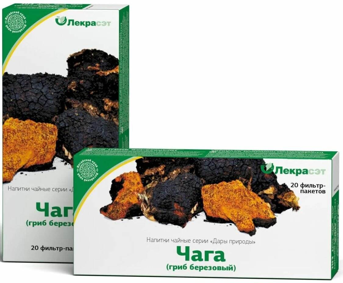 Чайный напиток Лекра-СЭТ "Чага", Гриб березовый, 20 пакетиков