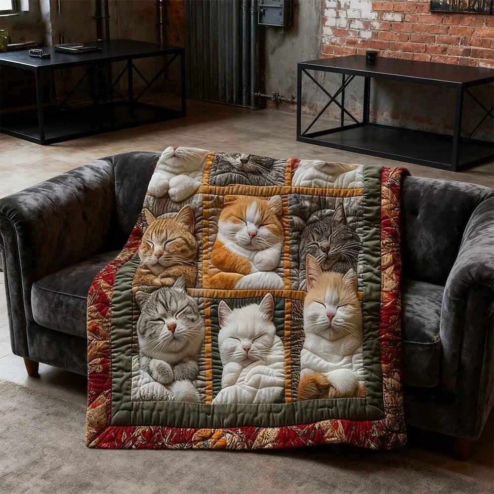 Плед для кошек с милыми котиками, размер 100x150 см, мягкий, уютный, теплый плед для сна — фото 1