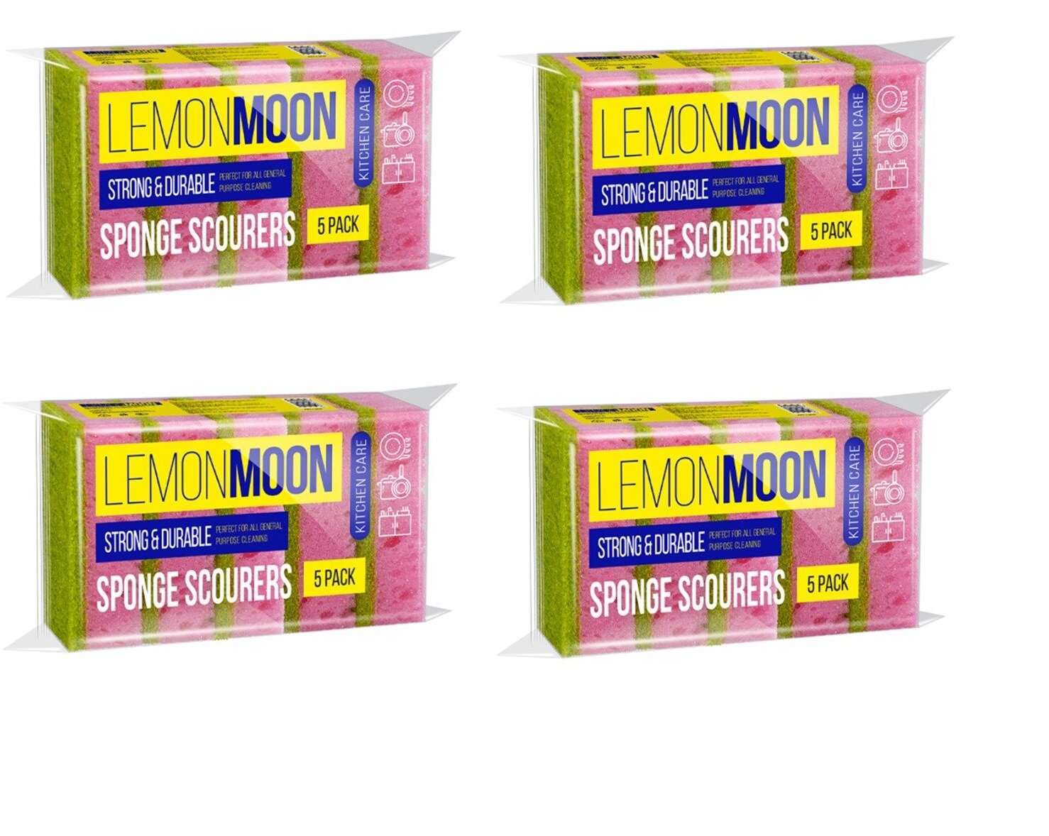 Губки Нхк Lemon Moon для посуды Крупнопористые 100х71х29 5шт, 4упаковки