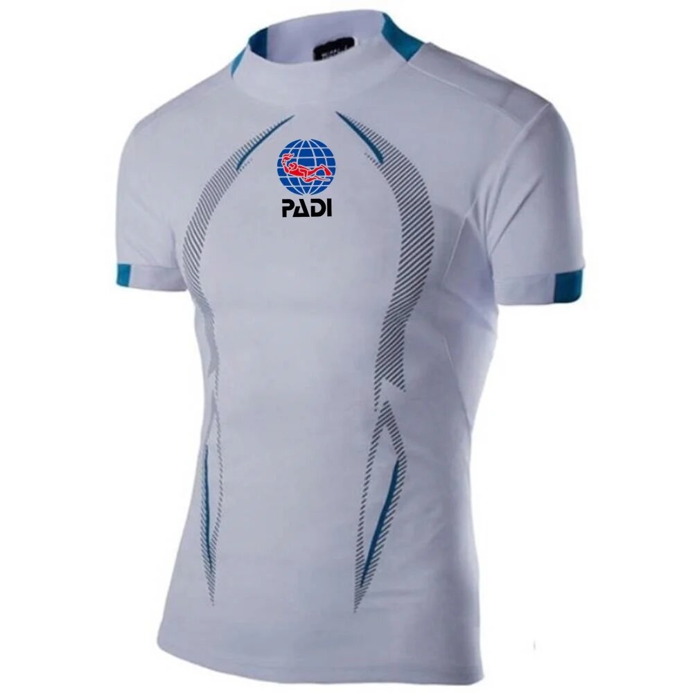 Мужская футболка Padi для дайвинга, серый, голубой, 5XL