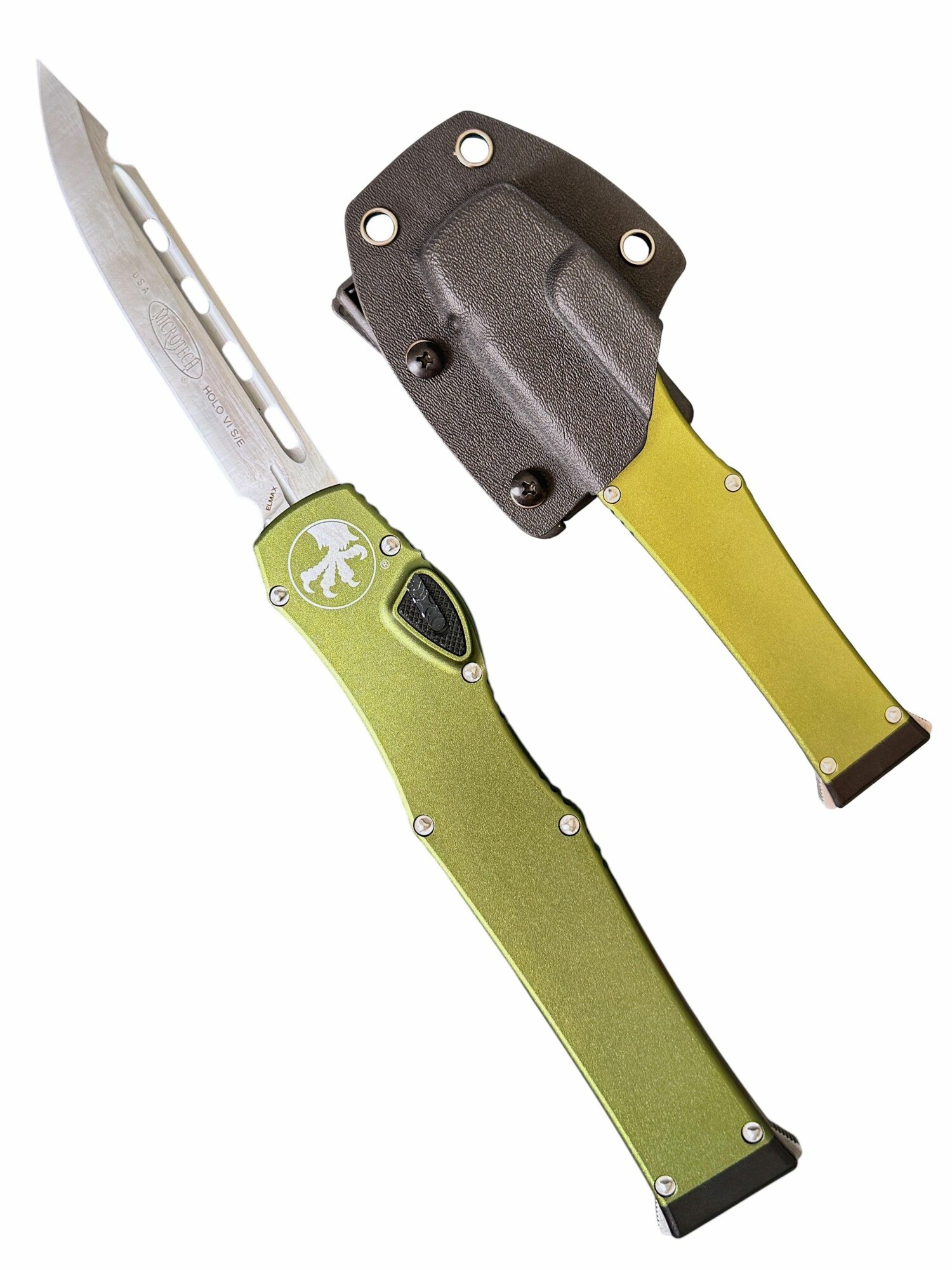 Автоматический Складной туристический нож Хало Танто (Halo 6, TANTO) длина лезвия 9 см олива