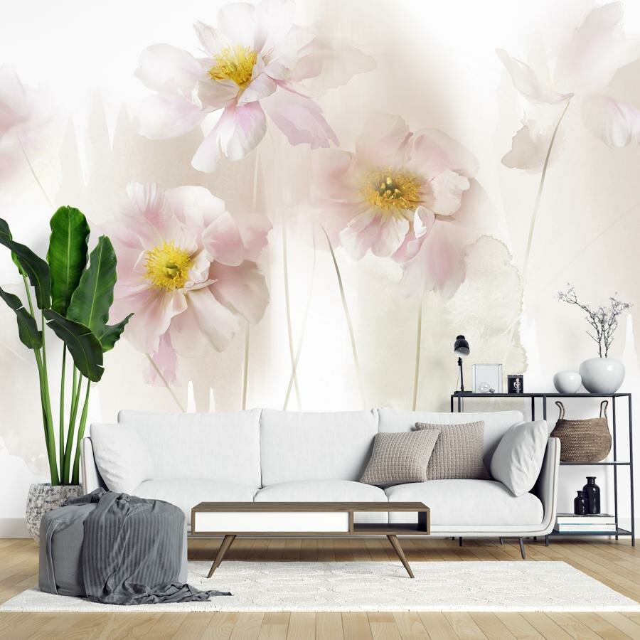Фотообои Цветы Анемоны 13-1046-S-Флок 270 x 200 см (ВхШ) Бесшовные, флизелиновые, влагостойкие обои