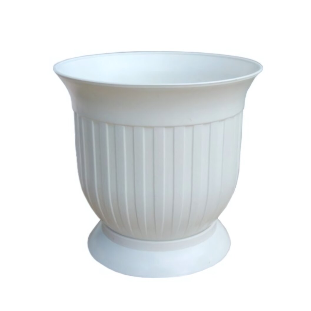 Вазон для цветов ТХП-9 3л белый на подставке, изящный пластиковый горшок для комнатных растений