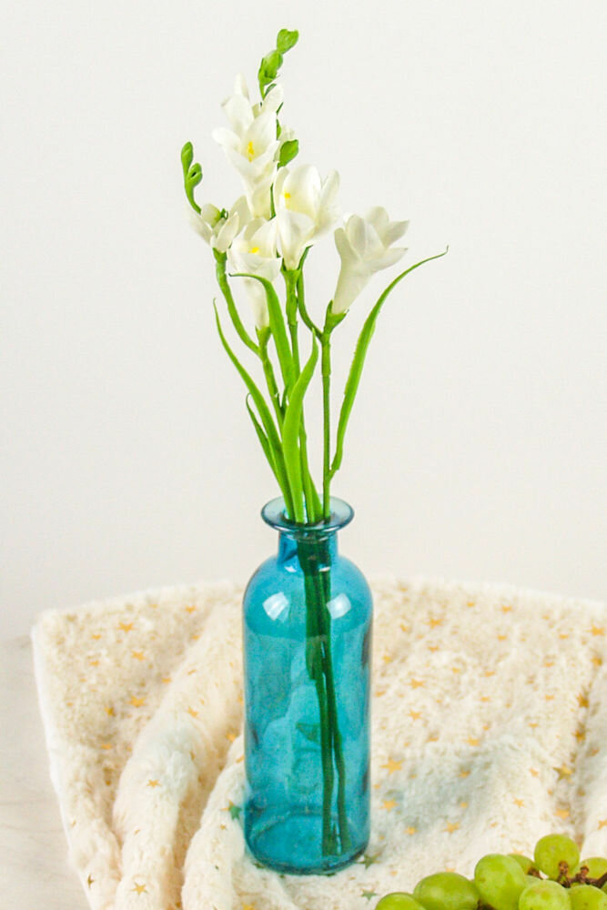 Декоративная бутыль-ваза боррача пиккола, стекло, голубая, 16 см, EDG 108173-95-1