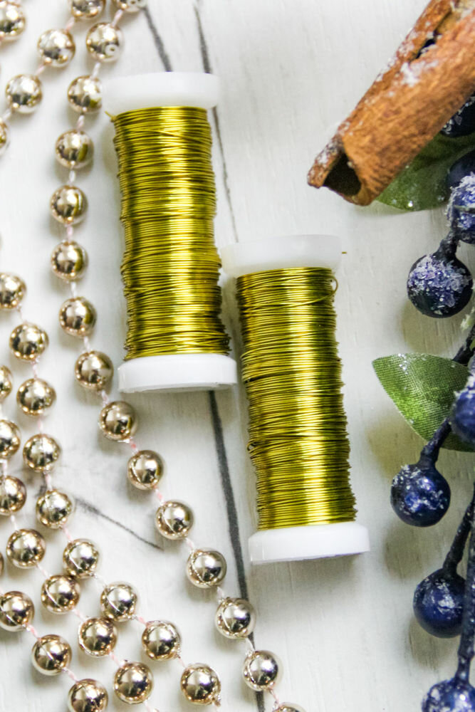 Проволока для декорирования уайр, металл, золотая, 15 м, 2 шт, Winter Deco 1000437-2