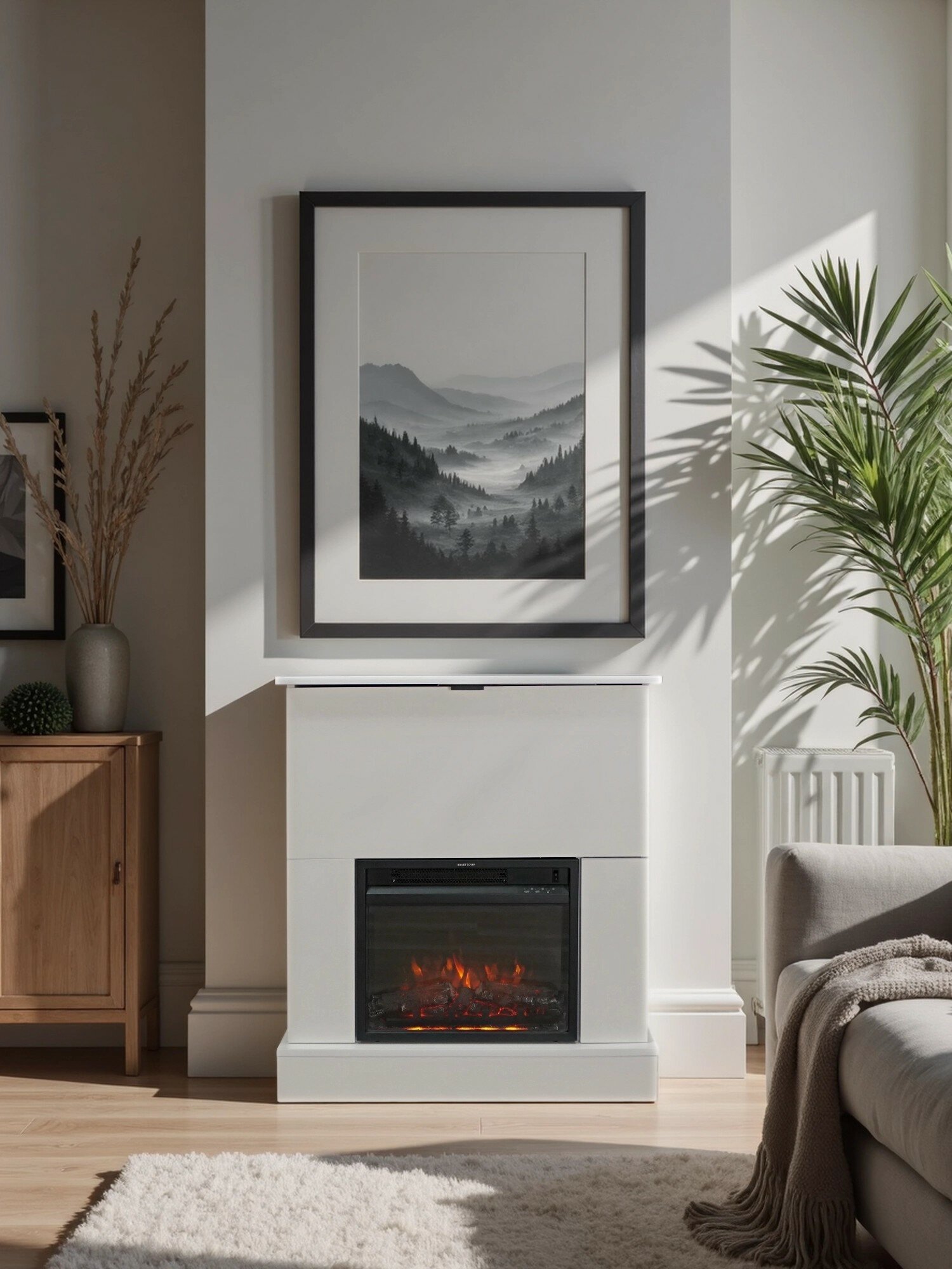 Камин электрический VITAMIN, с дистанционным управлением, LED-подсветкой, белый