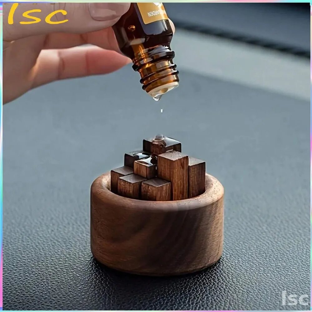 Аромадиффузор пассивный для эфирных масел, натуральное дерево и лавовый камень.