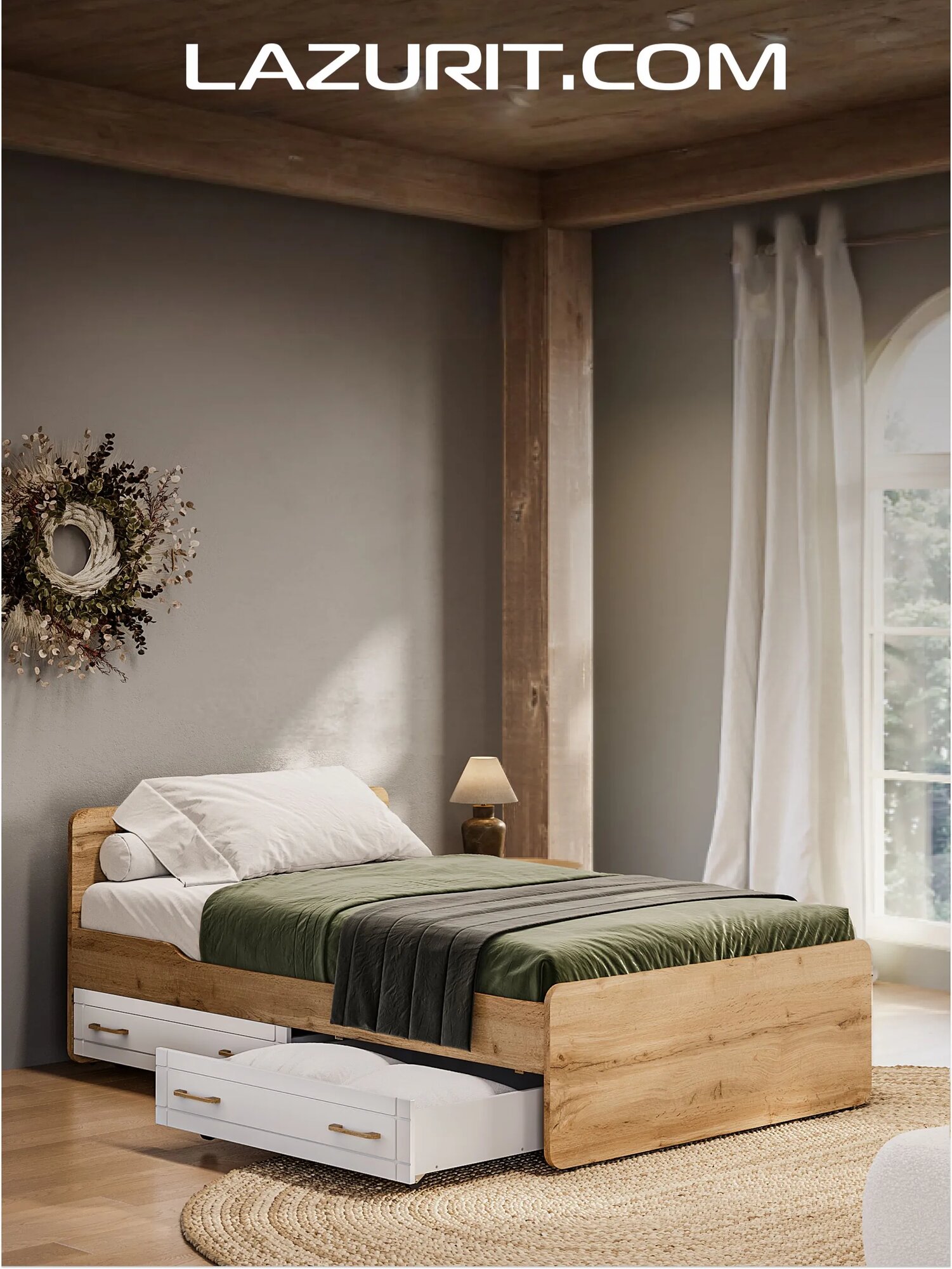 Кровать 120х200 односпальная Кассия скандинавский стиль ЛДСП