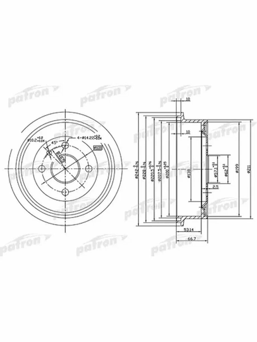 Барабан тормозной задн DAEWOO: ESPERO 95-99, NEXIA 95-97, NE