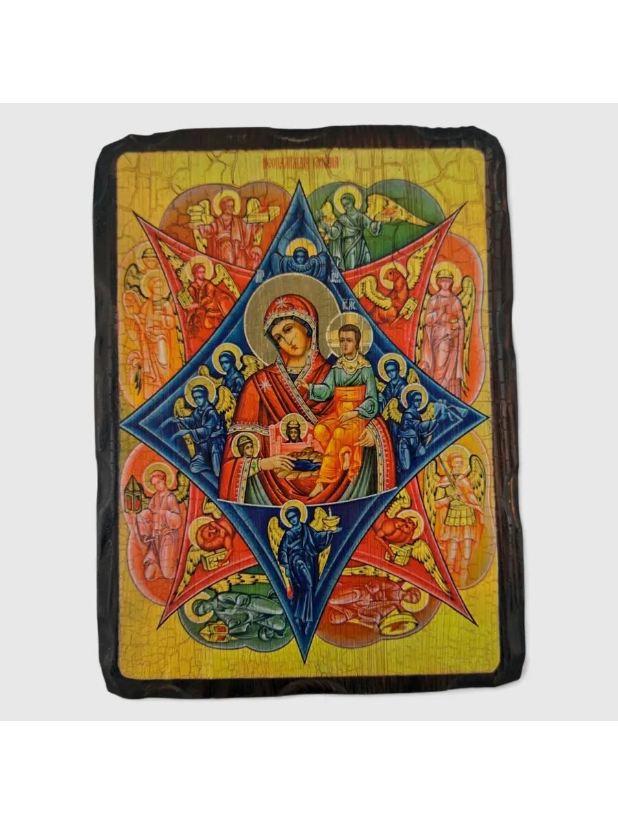 Неопалимая Купина, икона под старину на дереве