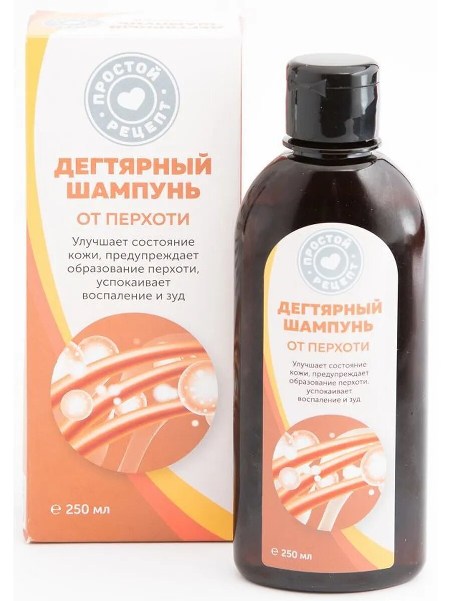 Простой рецепт Шампунь дегтярный от перхоти, шампунь, 250 мл