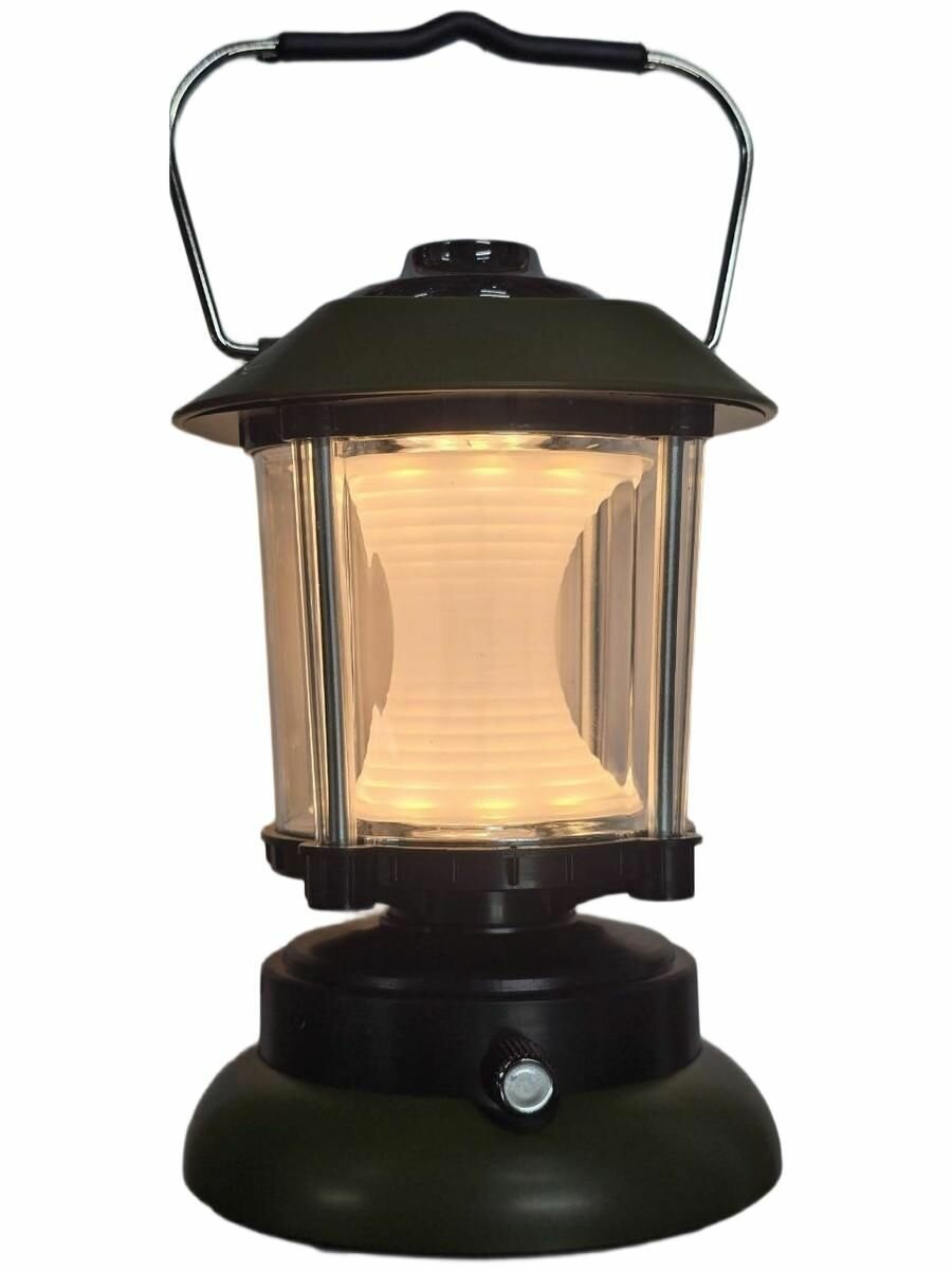 Фонарь Camping Lantern 6602, USB-зарядка, 4 режима, холодный и теплый свет, пластик, цвет Зеленый — фото 1