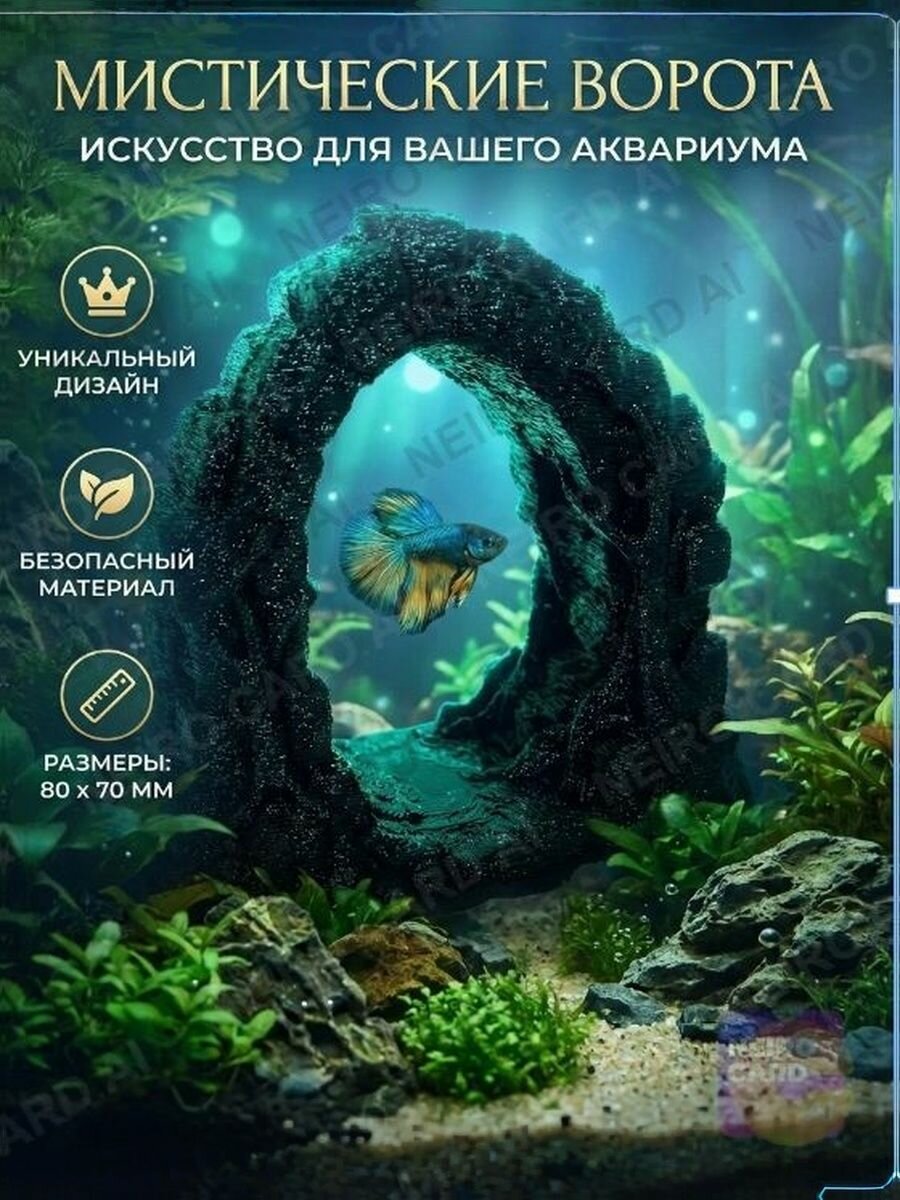 Декорация для аквариума, декор для аквариума Мистические ворота крокодила 8*5*7см