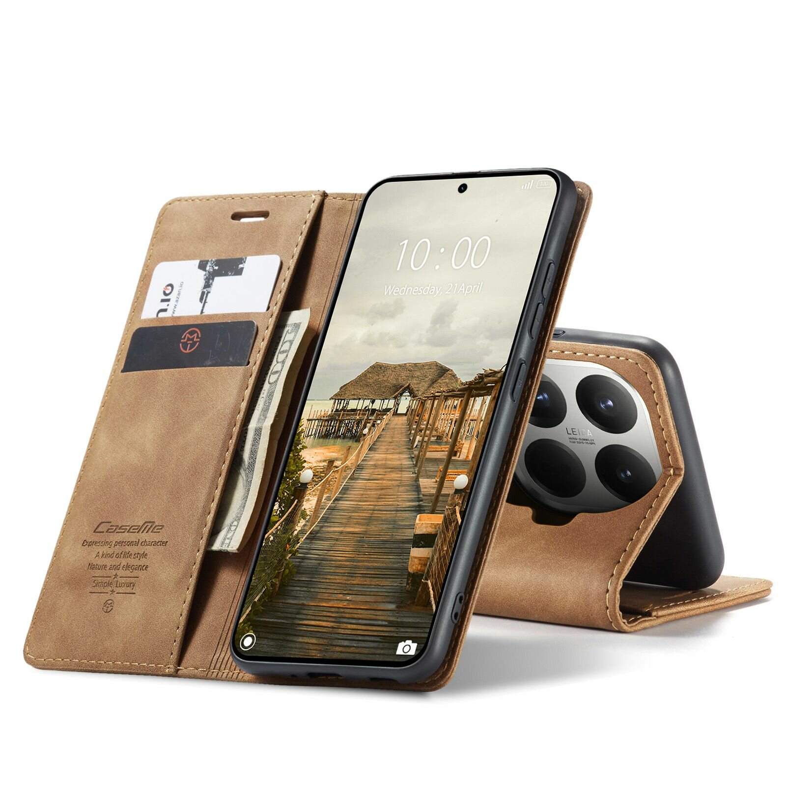 Чехол-книжка CaseMe Matte Xiaomi 15T Pro светло-коричневый