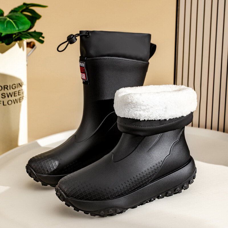 Резиновые сапоги средней или низкой высоты для активного отдыха, зимние мужские, взрослые, для родителей и детей, парные рабочие водонепроницаемые сапоги, женские и детские теплые резиновые сапоги. Размер обуви. EU:38