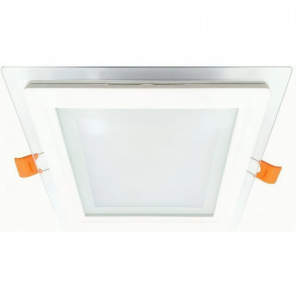 Встраив. потол. свет-к Ecola LED Квадрат даунлайт 120х35 со стеклом и подсв. и драйв. 9W 220V 42000К