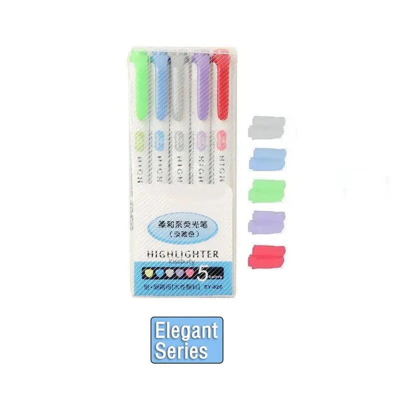 Флуоресцентные маркеры Elegant Series, 5 шт, Цвет: 5 Color