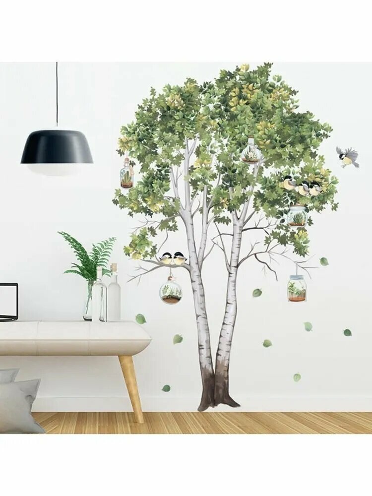 Свежее зеленое растение стикер стены